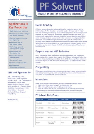Power Cable Cleaning & Cable Jointing Wipes - PT PF Solvent | PDF