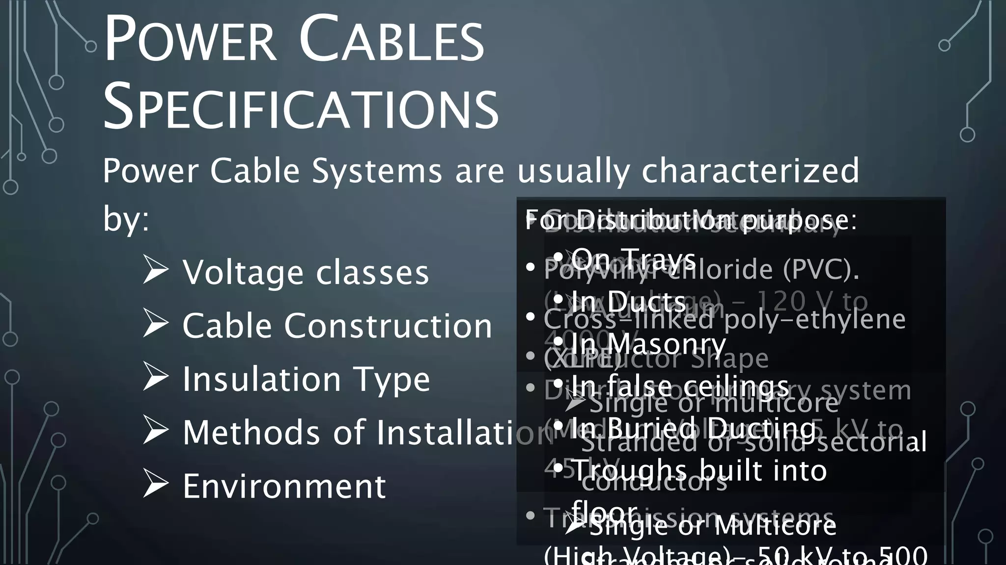 Power cable selection, cable selection Methodology | PPSX