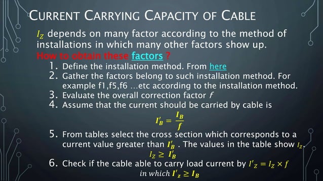 Power cable selection, cable selection Methodology | PPSX