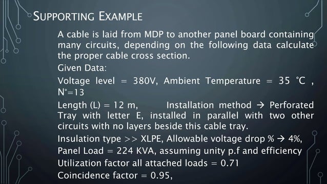Power cable selection, cable selection Methodology | PPSX