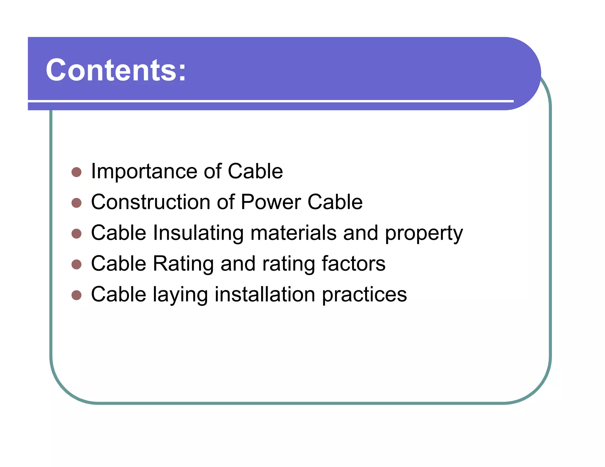 Power cable technology in cesc ltd | PDF