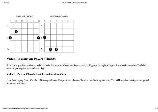 Power Chords Chart Open And Moveable Shapes