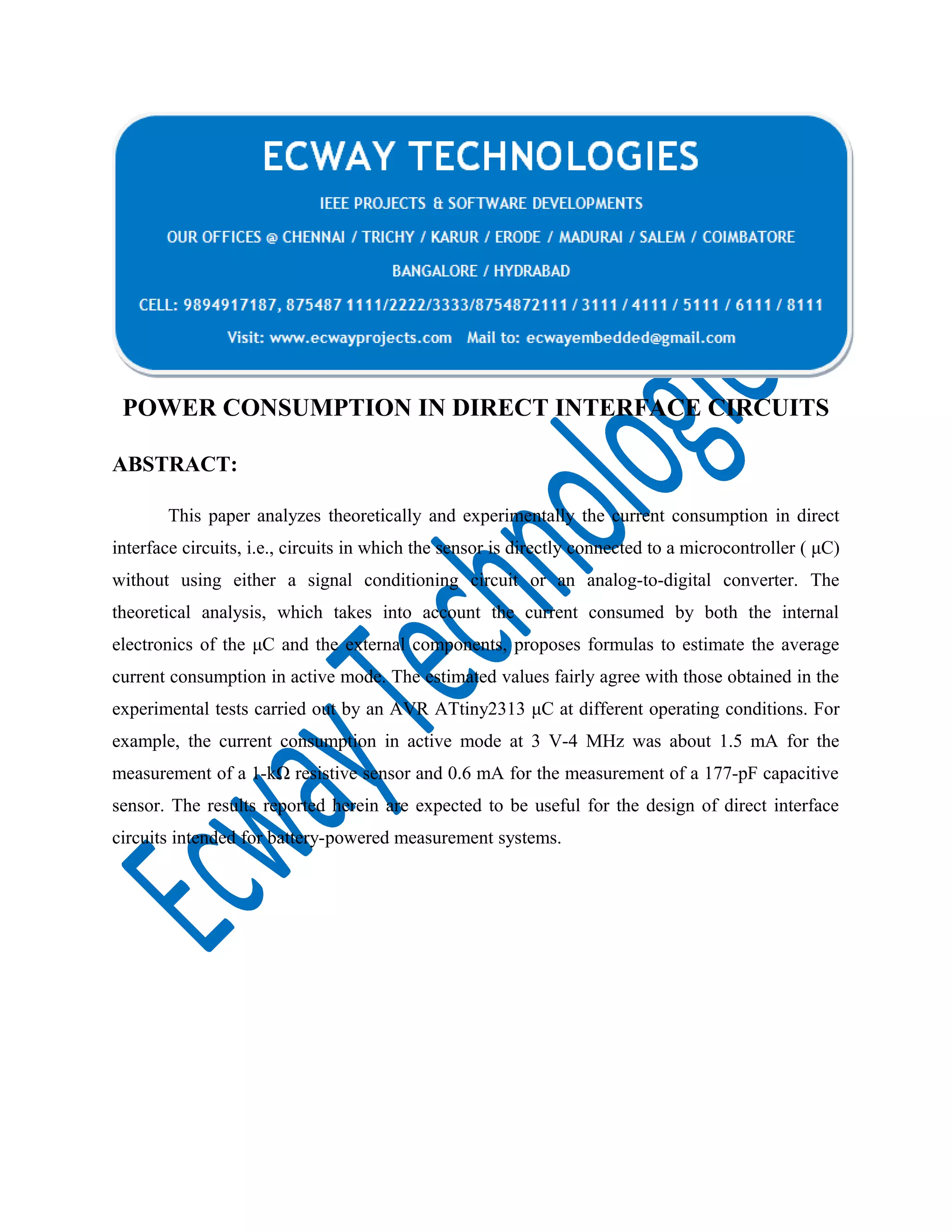 Power consumption in direct interface circuits | DOC