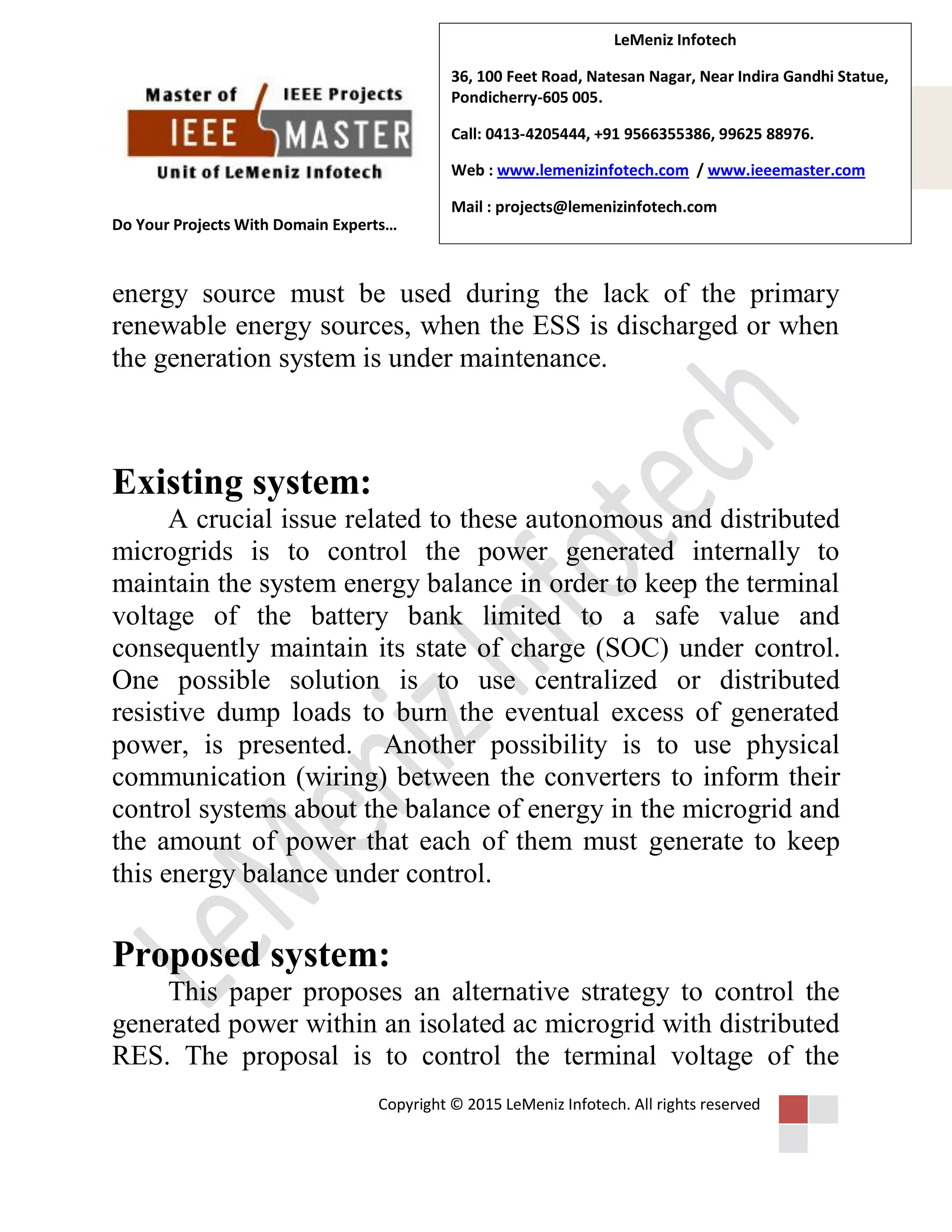 Power Control In Ac Isolated Microgrids With Renewable Energy Sources