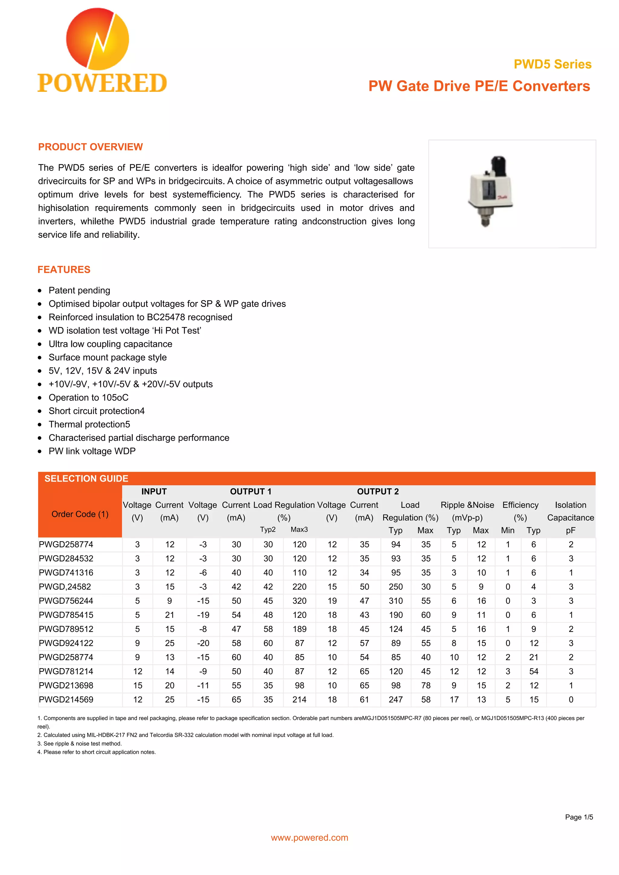 Power Converter Data Sheet Template | PDF