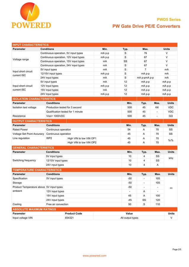 Power Converter Data Sheet Template | PDF