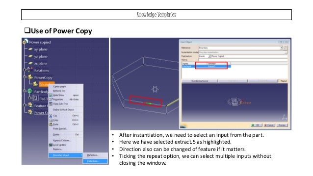 Power copy with CATIA