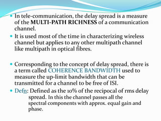 Power delay profile,delay spread and doppler spread | PPTX