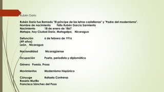 Presentacion Biografia de rubén Darío | PPTX