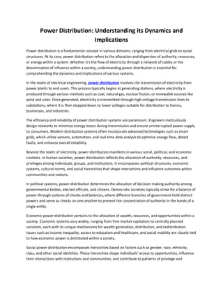 Power Distribution: Understanding its Dynamics and Implications | PDF