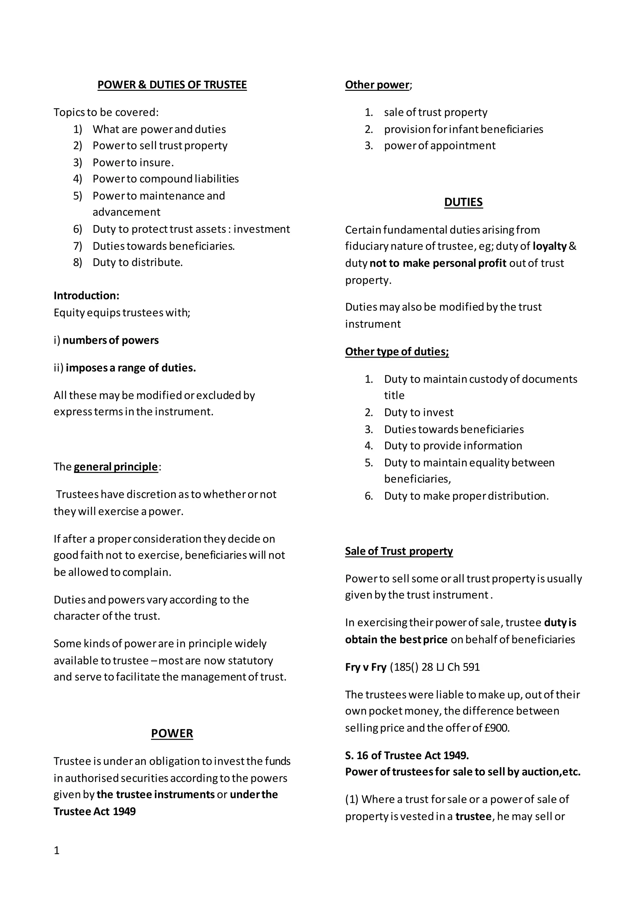 Power and duties of trustees. | DOCX