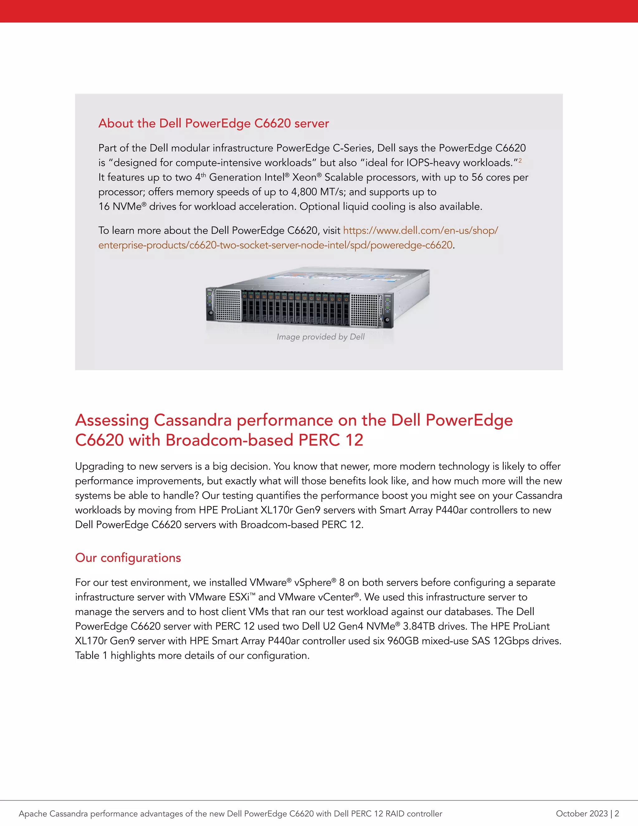 Apache Cassandra performance advantages of the new Dell PowerEdge C6620 with Dell PERC 12 RAID ...