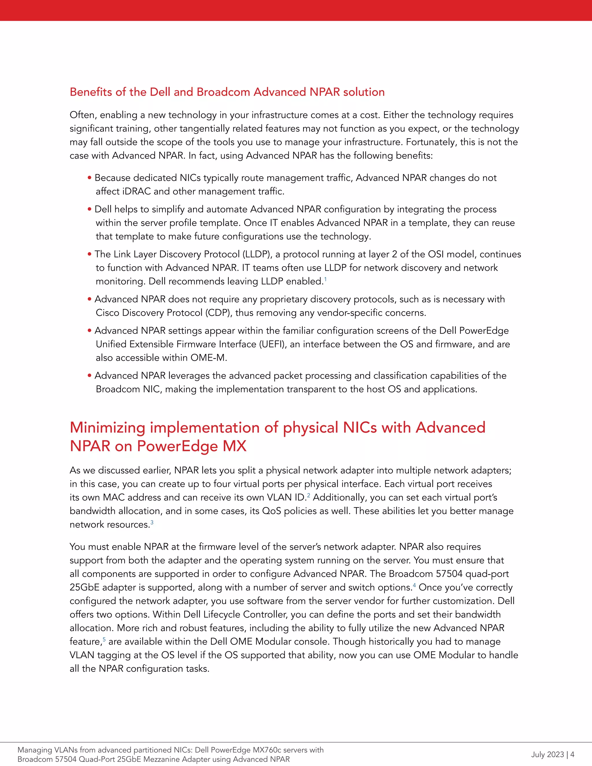 Managing VLANs from advanced partitioned NICs: Dell PowerEdge MX760c ...