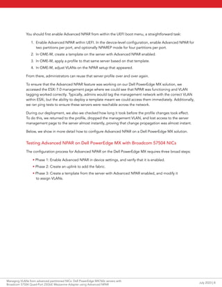 Managing VLANs from advanced partitioned NICs: Dell PowerEdge MX760c servers with Broadcom 57504 ...