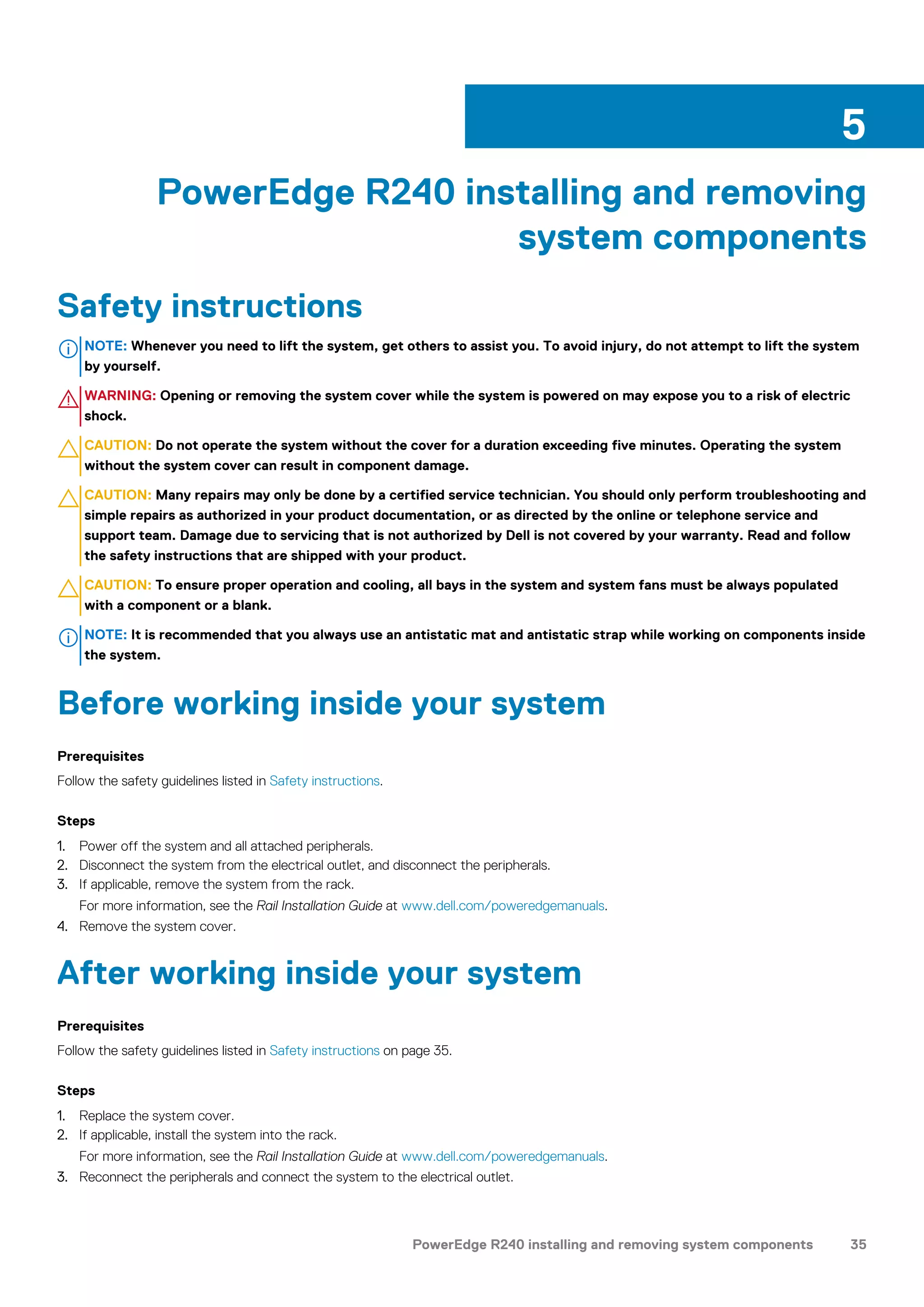 Dell EMC PowerEdge R240 Installation and Service Manual | PDF