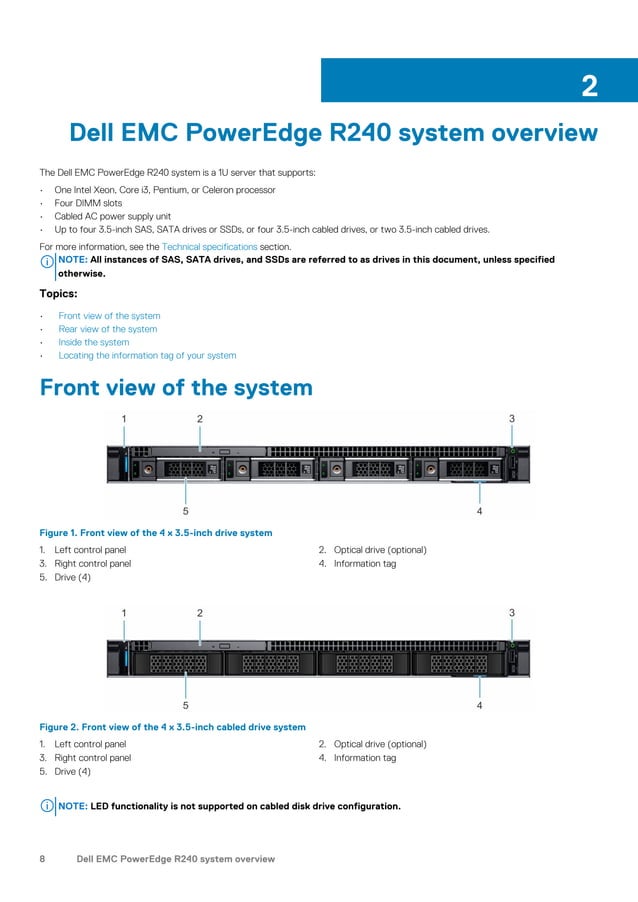 Dell EMC PowerEdge R240 Installation and Service Manual | PDF