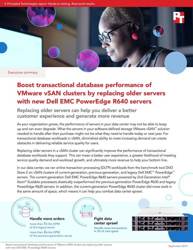 Boost transactional database performance of VMware vSAN clusters by replacing older servers with ...
