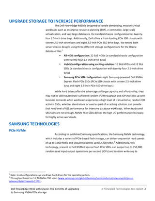 Dell PowerEdge R930 with Oracle: The benefits of upgrading to Samsung NVMe PCIe storage | PDF