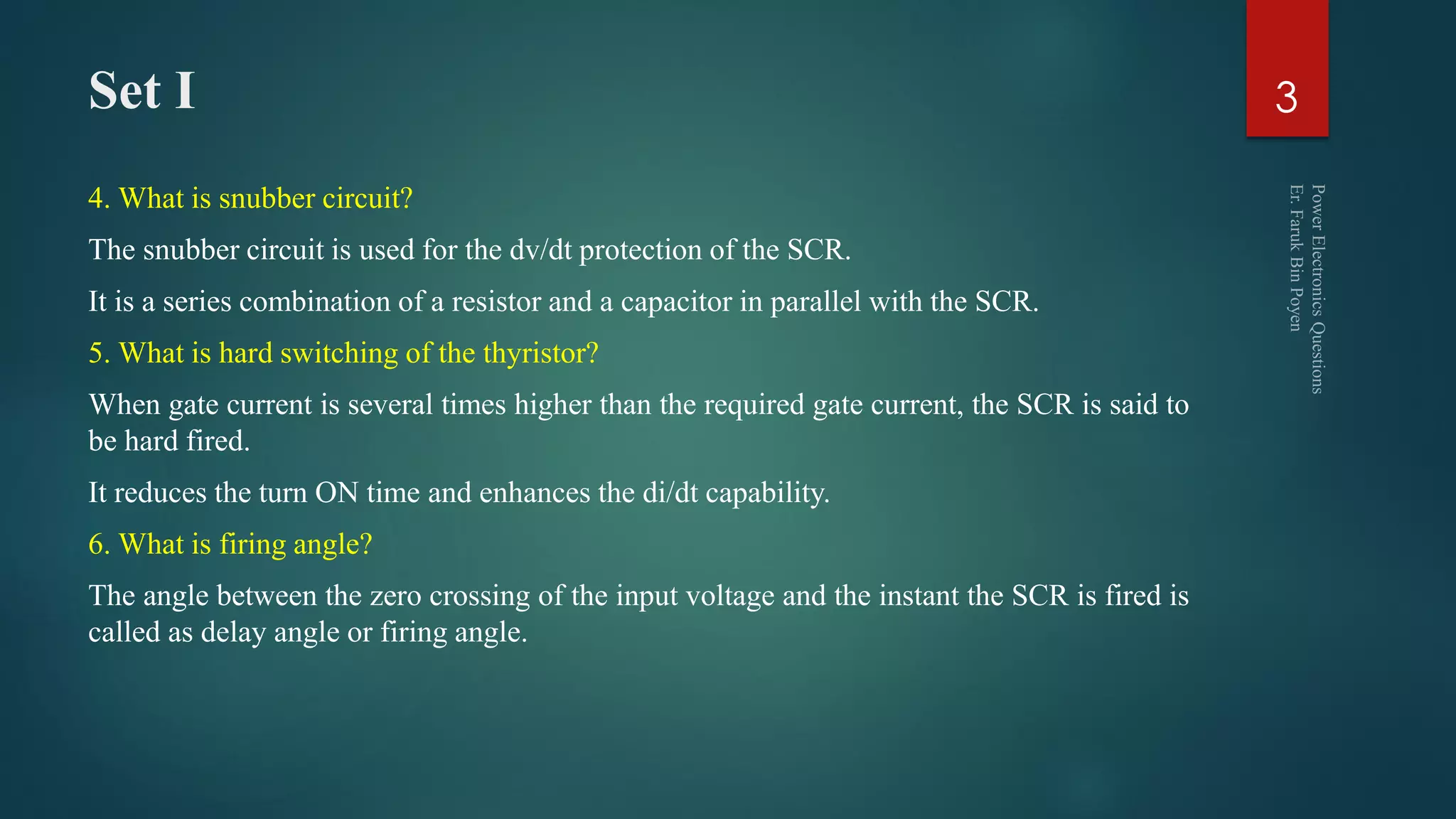 Power Electronics SCR and BJT MCQ Questions | PPT