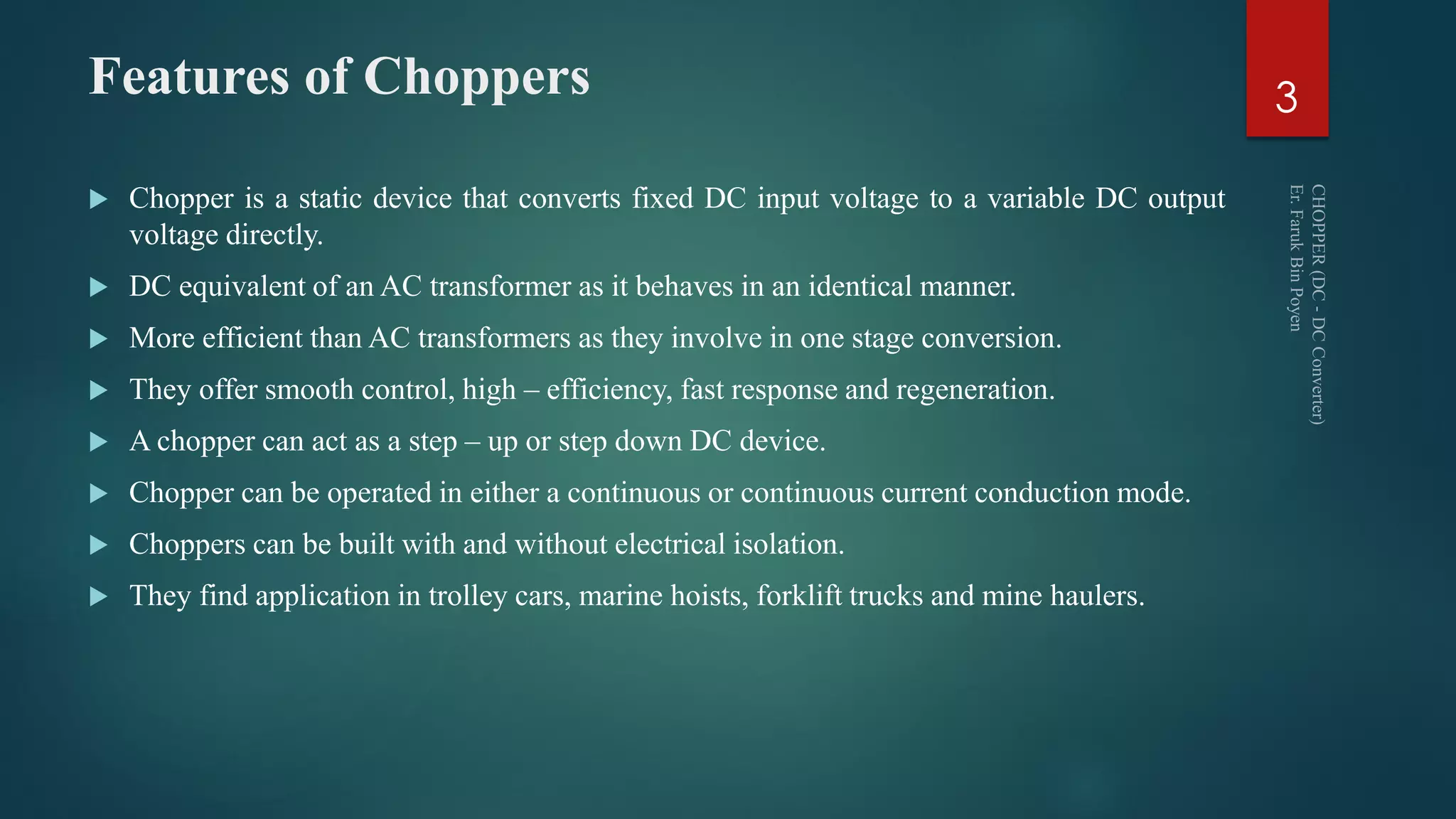 Power Electronics Chopper (dc – dc converter) | PDF