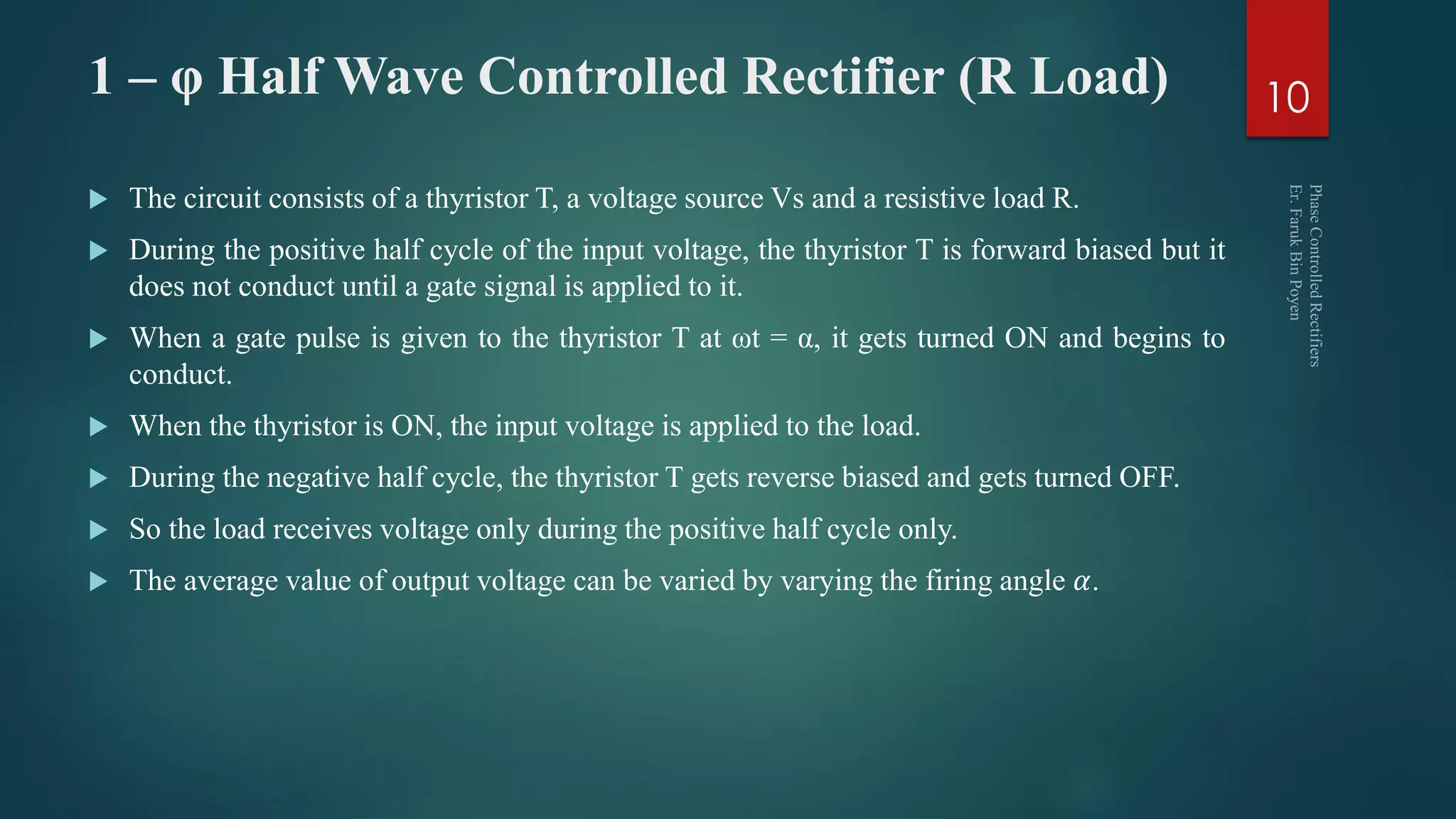 Power electronics Phase Controlled Rectifiers - SCR | PDF