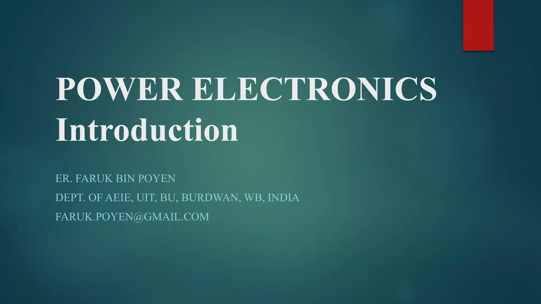 Power electronics Introduction | PDF