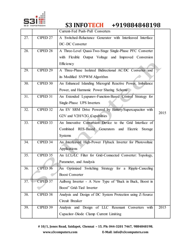 Power electronics ieee 2015 2016 projects list-vel | PDF