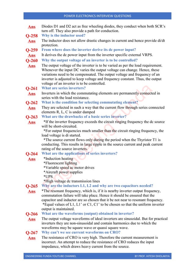 Power Electronics Interview Questions power-electronics-interview-questions