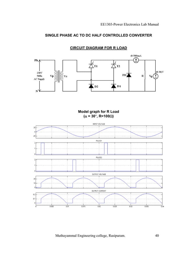 Power Electronics lab manual BE EEE | PDF | Consumer Electronics | Technology & Computing