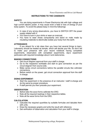 Power Electronics Lab Manual ME PED | PDF