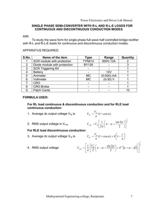 Power Electronics Lab Manual ME PED | PDF