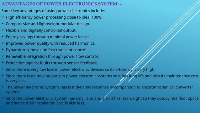 POWER ELECTRONICS Advantages And Disadvantages of Power Electronics.pptx | Internet of Things ...