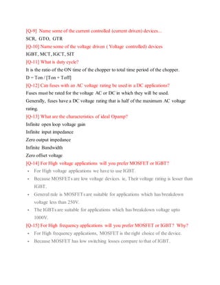 INTERVIEW QUESTIONS ON POWER ELECTRONICS BY RAJ | DOCX