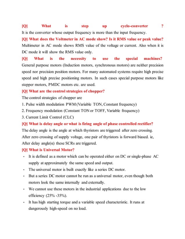INTERVIEW QUESTIONS ON POWER ELECTRONICS BY RAJ | DOCX | Operating Systems | Computer Software ...
