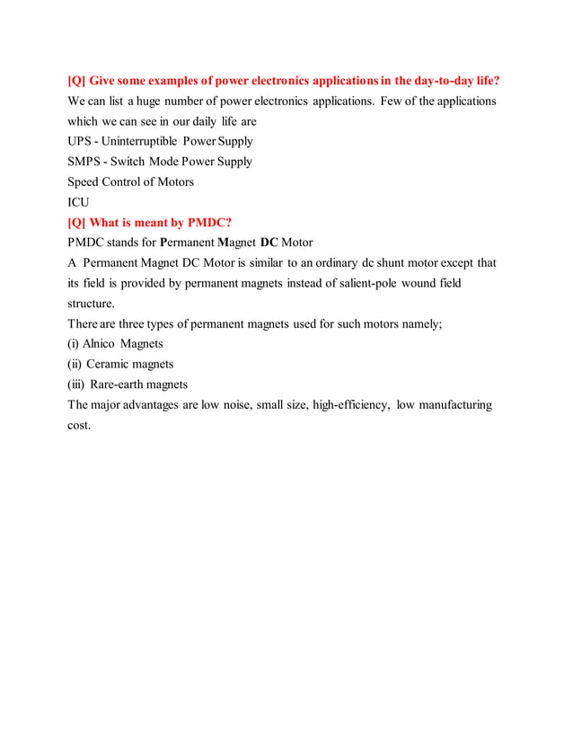 INTERVIEW QUESTIONS ON POWER ELECTRONICS BY RAJ | DOCX | Operating Systems | Computer Software ...