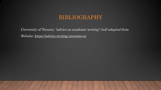 UNIVERSITY OF TORONTO- Writing courses | PPT