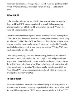 Power factor vs. displacement power factor | PDF