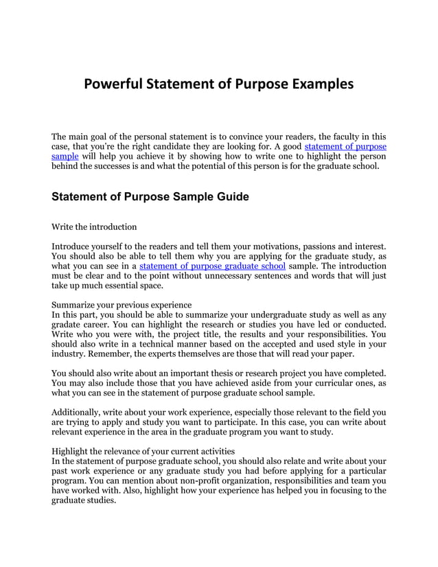 Statement of Purpose Sample: Your Complete Guide to an Awesome SOP | PDF