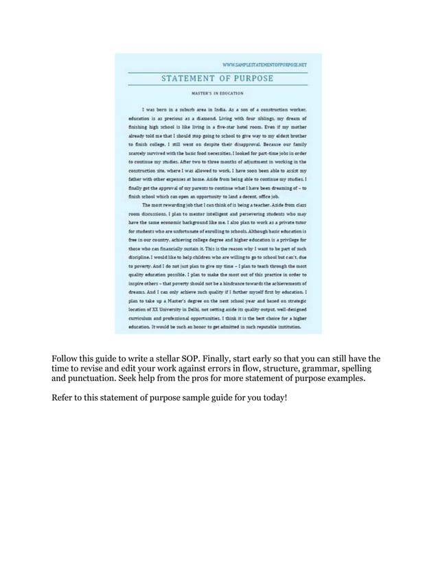 Statement of Purpose Sample: Your Complete Guide to an Awesome SOP ...