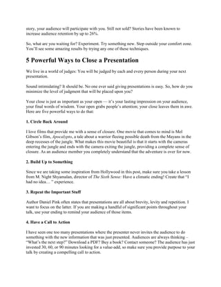 Powerful ways to open and close a presentation | DOCX