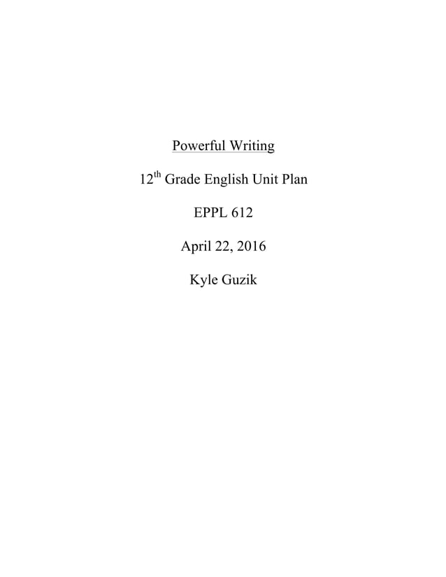 Powerful Writing Unit Plan 5 days | PDF