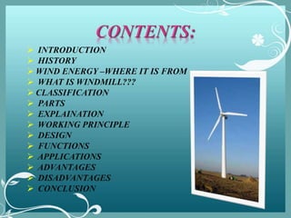 Power generation and irrigation by using windmill | PPTX