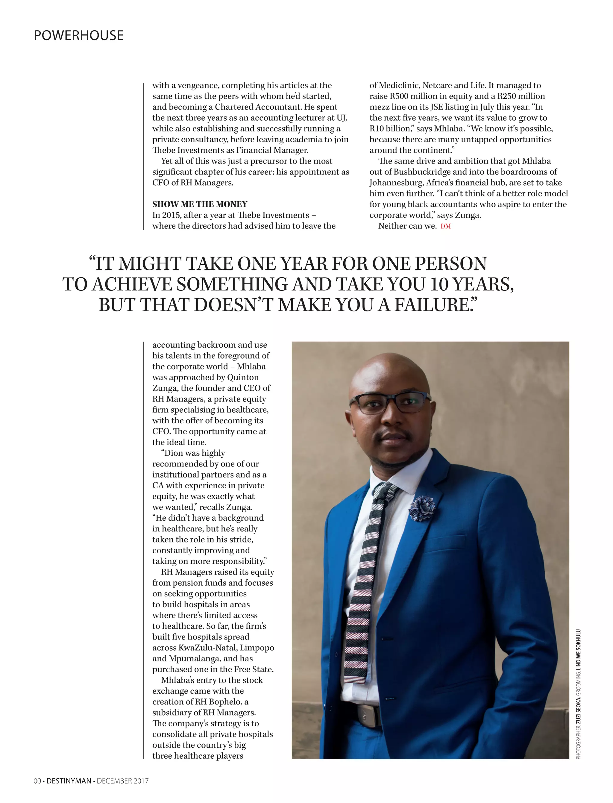 Destiny Man Powerhouse - Dion Mhlaba | PDF