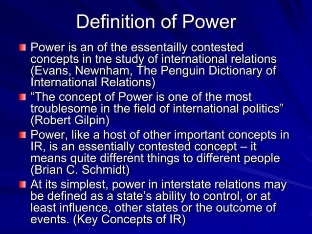 Power in ir | PPTX | Political Issues & policy | Politics