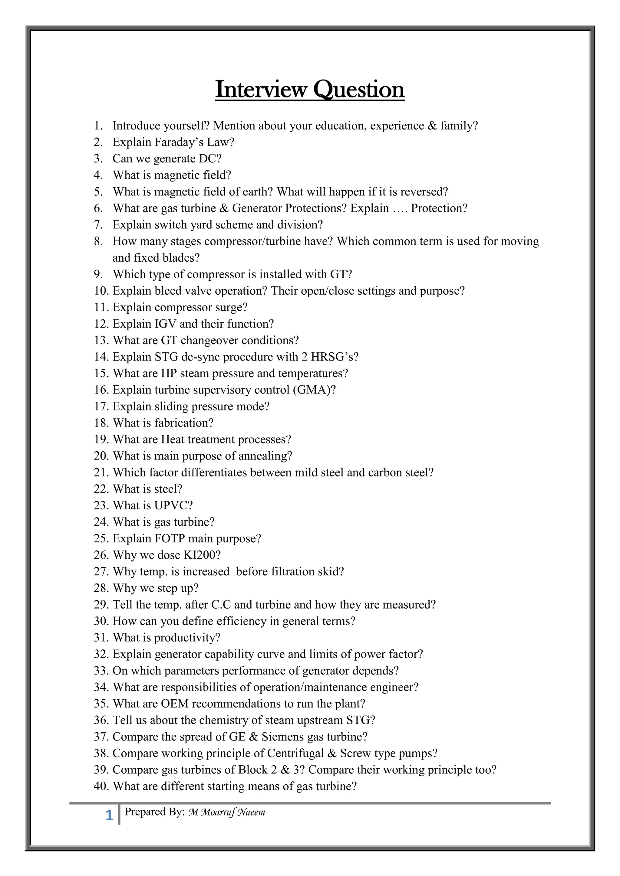 Power Interview Question 2 Pdf