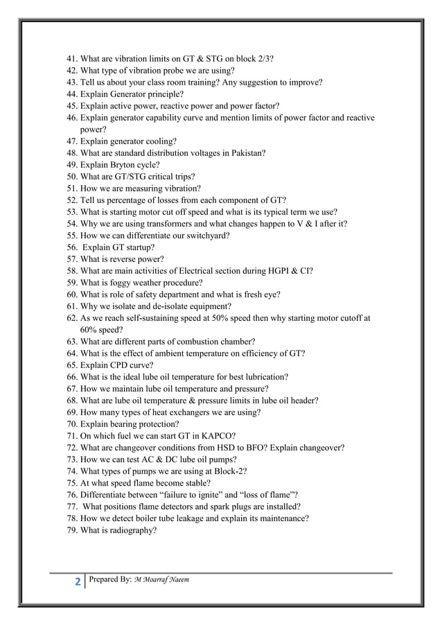 Power Interview Question 2 Pdf