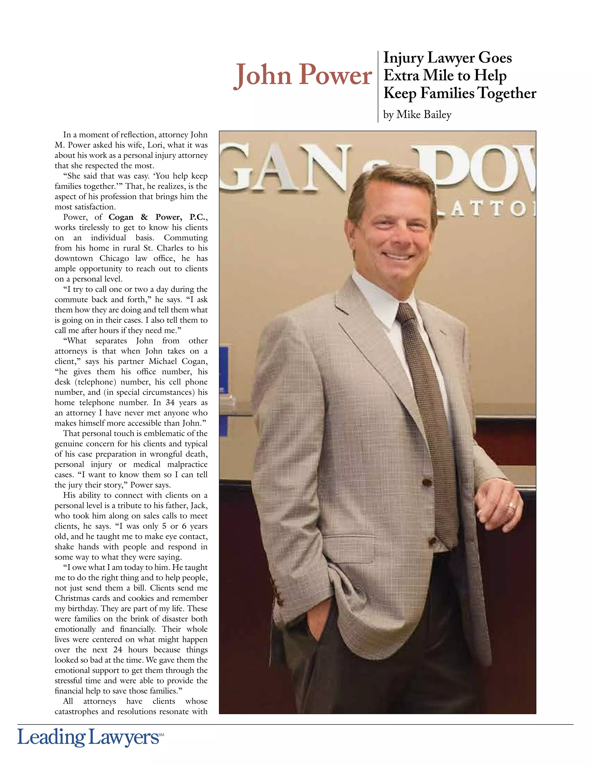 John Power Profile in Leading Lawyers Magazine | PDF