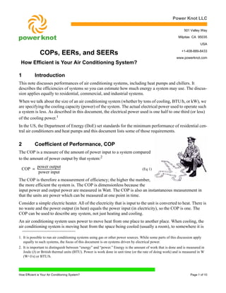 Power Knot:: Coefficient of Performance, Energy Efficiency Ratio, and ...