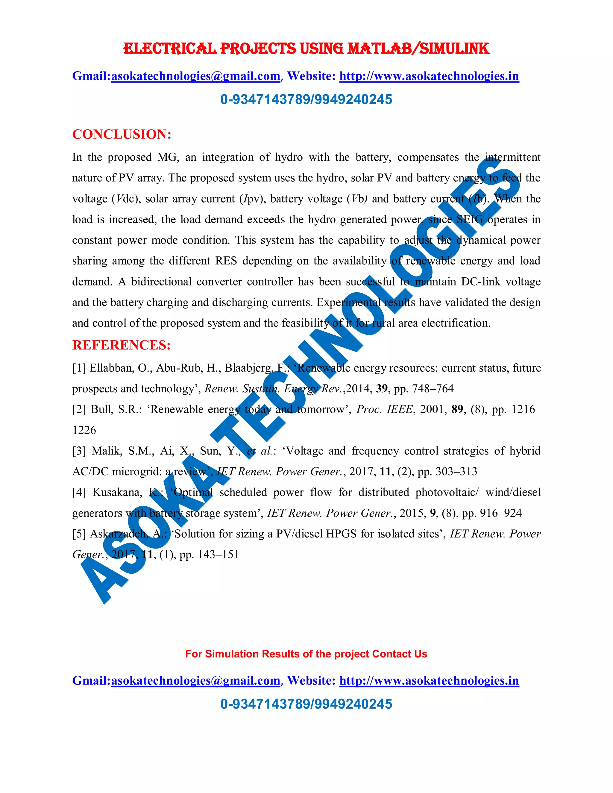 Power Management in PV-Battery-Hydro Based Standalone Microgrid | PDF