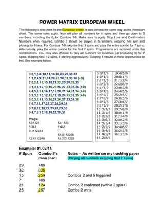 POWER MATRIX ROULETTE SYSTEM | PDF